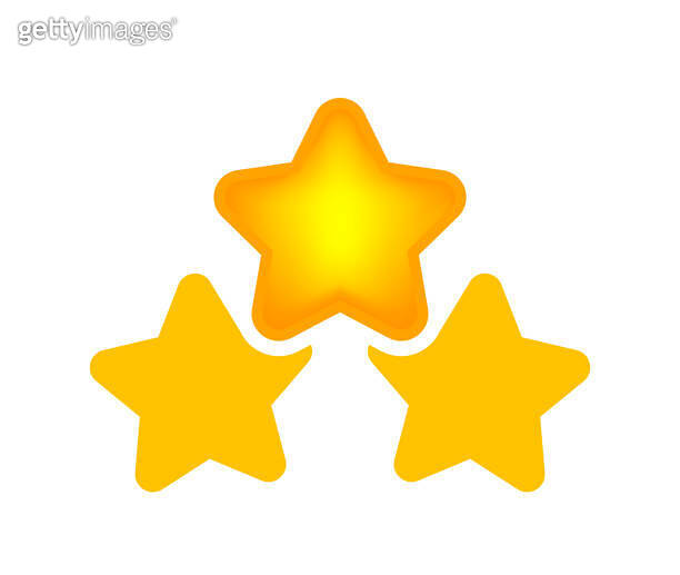 three stars icon cute isolated on white background, cartoon star shape ...
