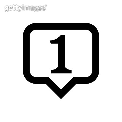 icon number 1 in speech bubble square black isolated on white, first ...