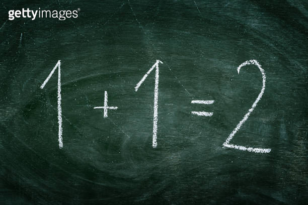 One plus one equals two, simple mathematics calculation (1257454888 ...