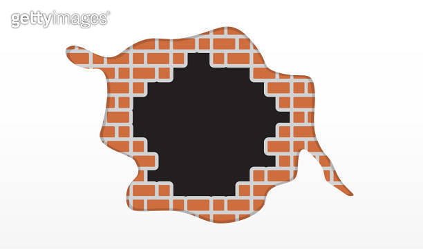 brick wall and cracked black holes for copy space background, cracked ...