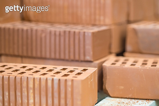 Hollow ceramic bricks. Construction industry. For construction. 이미지 ...
