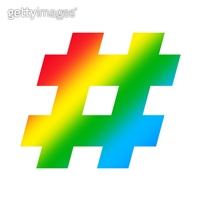 hash tag symbol alphabet rainbow colors isolated on white, colorful ...