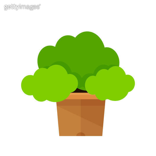 icon tree pot isolated on white, potted tree for clip art cartoon ...