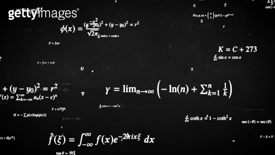 Fly through Math Formula Equation Science Symbols on Blackboard ...