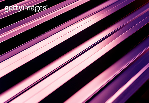 Violet metallic roof tiles background with light pattern. 이미지 ...