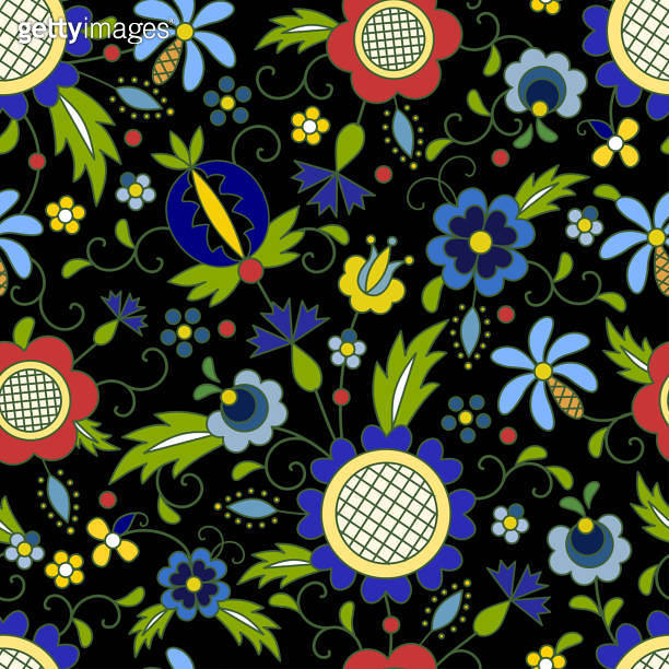 Traditional, modern Polish - Kashubian floral folk pattern vector ...