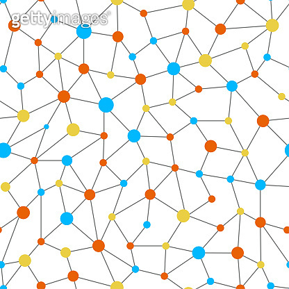 Neural network color seamless pattern. Neural network of nodes and ...