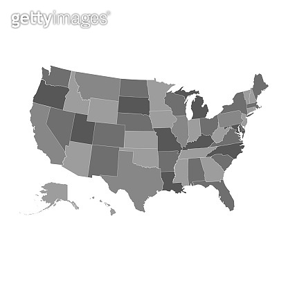 United States vector map, USA map in grey color palette, all states ...