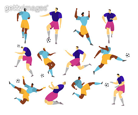 Football player, man play soccer, vector illustration, man in uniform ...