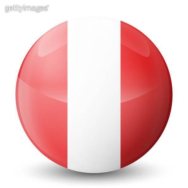 Glass light ball with flag of Peru. Round sphere, template icon ...