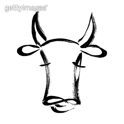 Ox, bull, cow on white background. Lunar horoscope sign ox, bull, cow ...