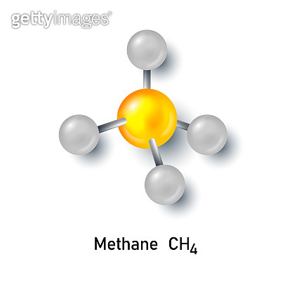 Methane molecule vector illustration. CH4. 3D design (1209681926) - 게티이미지뱅크