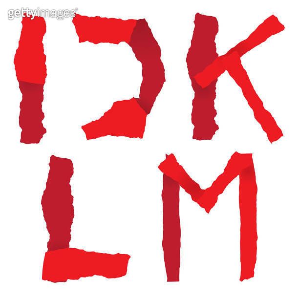 Set of I, J, K, L, M letters made from torn paper. Vector design ...