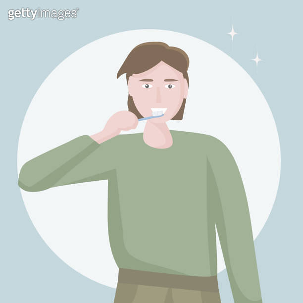 A man brushes his teeth daily with a toothbrush. Oral hygiene every day ...