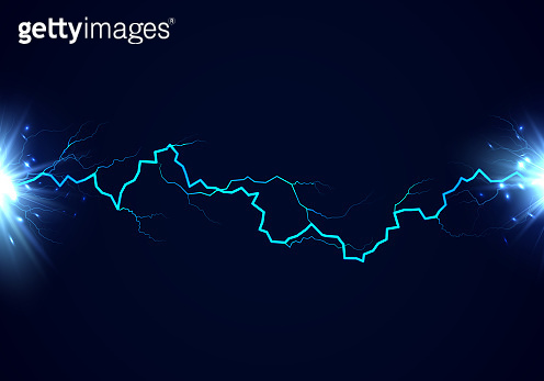 Lightning and flash. Thunderbolt effect. Bright power electrical strike ...