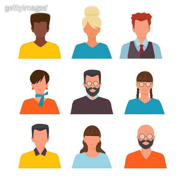 Profile pictures. Id or cv avatars of male and female heads vector set ...