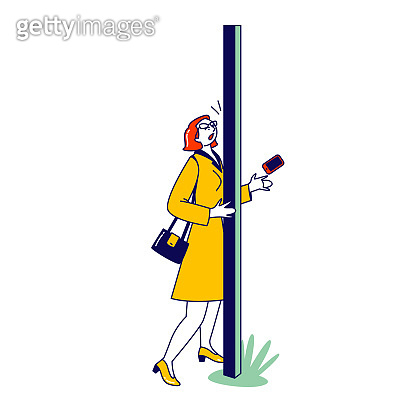 Thoughtless Female Character Bump into Pole on Street while using ...