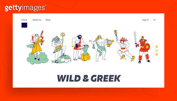 Pantheon Greece Ancient Olympic Gods Characters Landing Page Template ...
