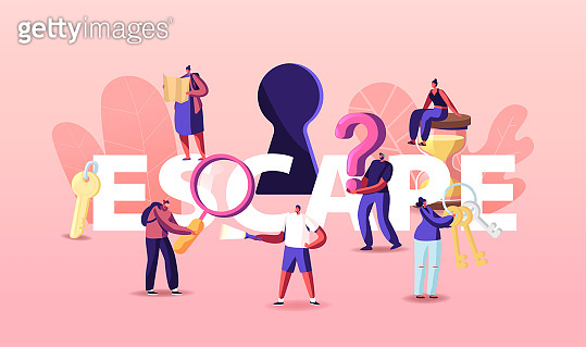 Escape Room Concept, Tiny Characters Playing Quest Game Solve Puzzle ...