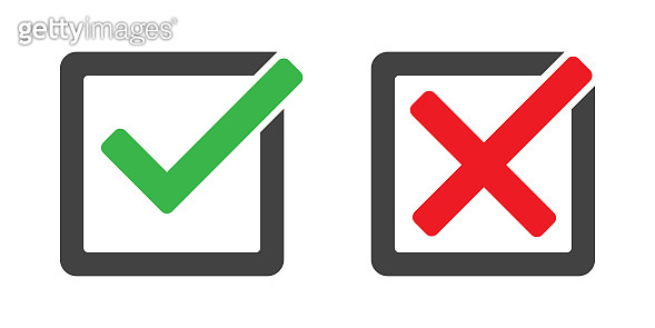 Check mark and cross in box vector isolated icons. Check mark icon set ...