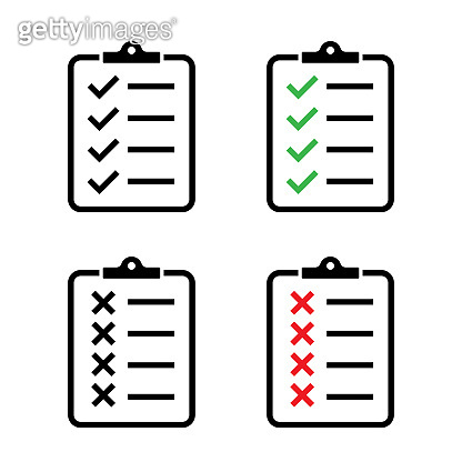 Clipboard vector icons isolated. Task done sign. Green check mark icons ...