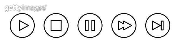Play button line icon. Vector isolated media outline signs. Set of ...
