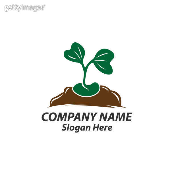 Green sprout logo set modern color style with silhouette leaves and ...