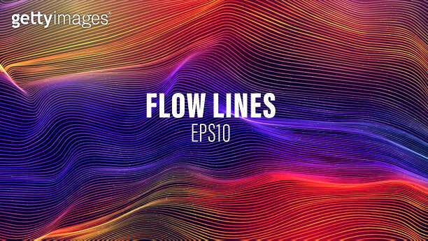 Flow lines vector gradient array. Wave flow lines color abstract dune ...