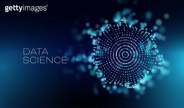 Data science abstract vector background. 3D sphere cloud server ...