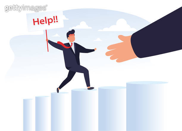 Help vector illustration. Flat tiny emergency assistance person concept ...