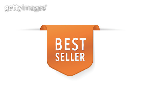 Best seller red ribbon isolated. Vector 3d labels. Special offer sale tag, best seller label ...