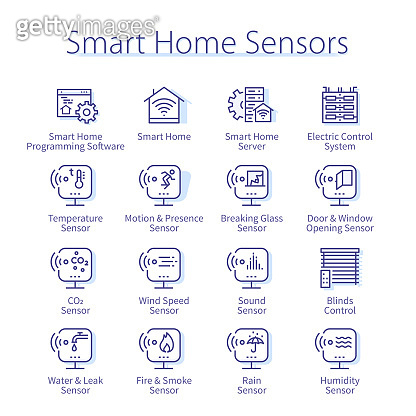 Smart home sensors pack. Motion, presence, temperature, CO2, humidity ...