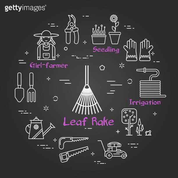 Vector linear black gardening and farming - Leaf Rake 이미지 (1220489855 ...