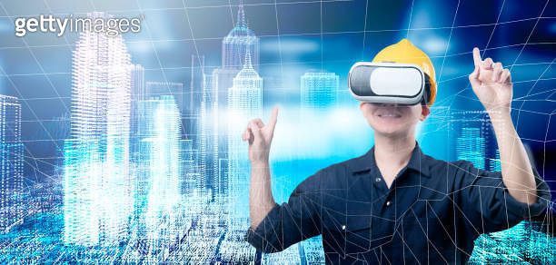 Civil Engineer, architect smart city building design AR augmented ...