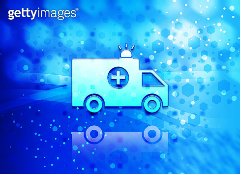 Ambulance icon abstract light cyan blue hexagon pattern background 이미지 ...