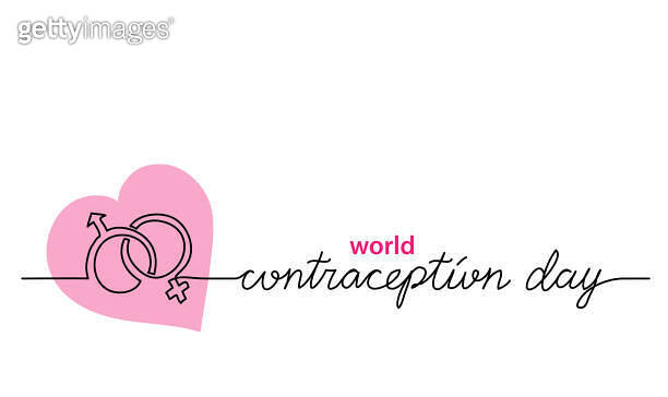 World Contraception Day simple background web banner, poster with man ...