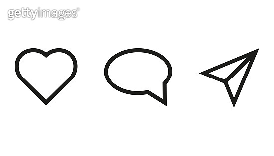 Vector line icons design. Like, comment and share icon set. Social ...