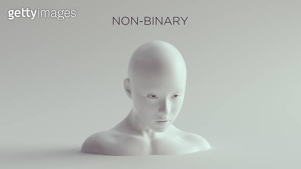 Non-Binary Female Male White Bust Head and Shoulders Left Side 이미지 ...