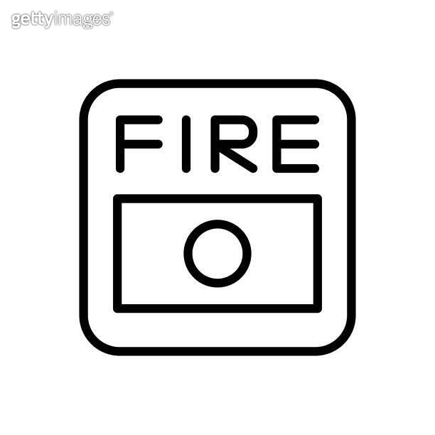 Fire, button icon. Simple line, outline vector elements of firefighters ...