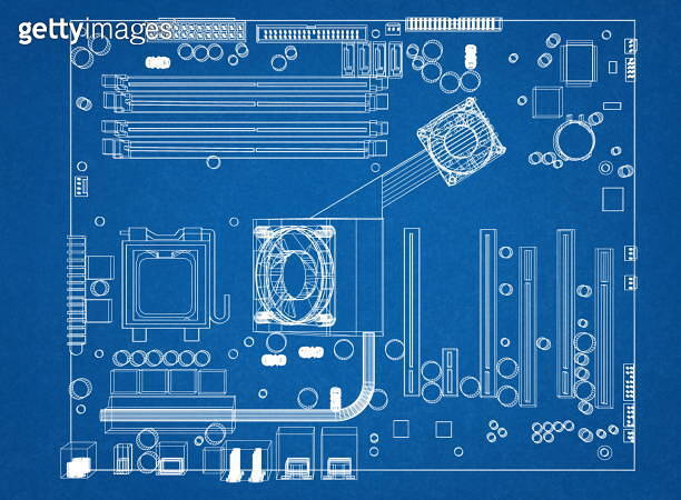 Computer Motherboard blueprint 이미지 (1210509209) - 게티이미지뱅크