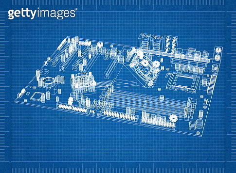 Computer Motherboard blueprint 이미지 (1217087318) - 게티이미지뱅크