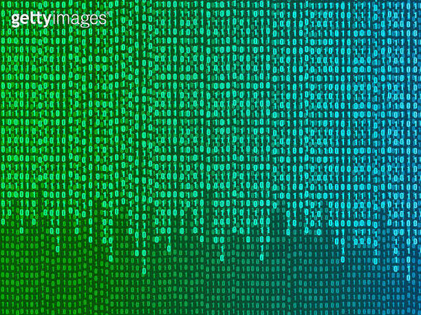 Vector gradient green and blue binary code background template, 0 and 1 ...
