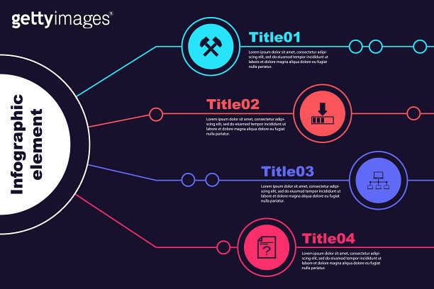 Set Two crossed hammers, Loading, Computer network and Unknown document. Business infographic ...