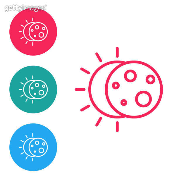 Red line Eclipse of the sun icon isolated on white background. Total ...