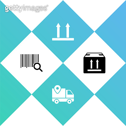 Set Search barcode, Delivery tracking, This side up and Cardboard box with traffic icon. Vector ...