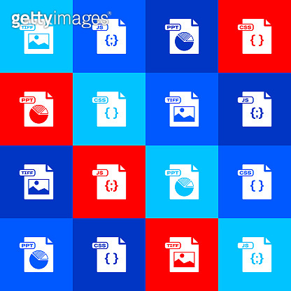 Set TIFF file document, JS, PPT and CSS icon. Vector 이미지 (1290146562 ...