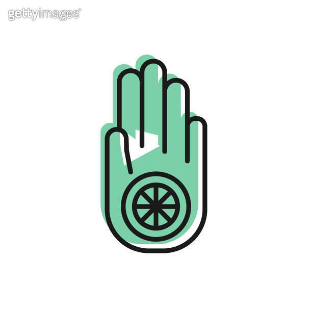 Black line Symbol of Jainism or Jain Dharma icon isolated on white ...