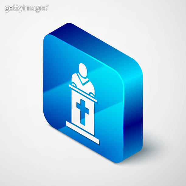 Isometric Church pastor preaching icon isolated on grey background ...