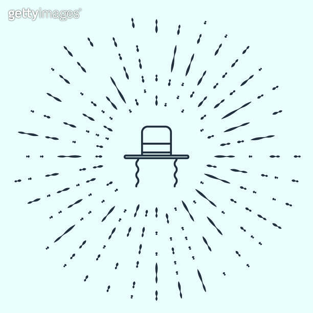 Black line Orthodox jewish hat with sidelocks icon isolated on grey ...