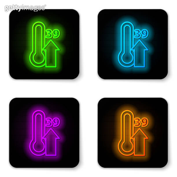 Glowing neon line High human body temperature or get fever icon ...